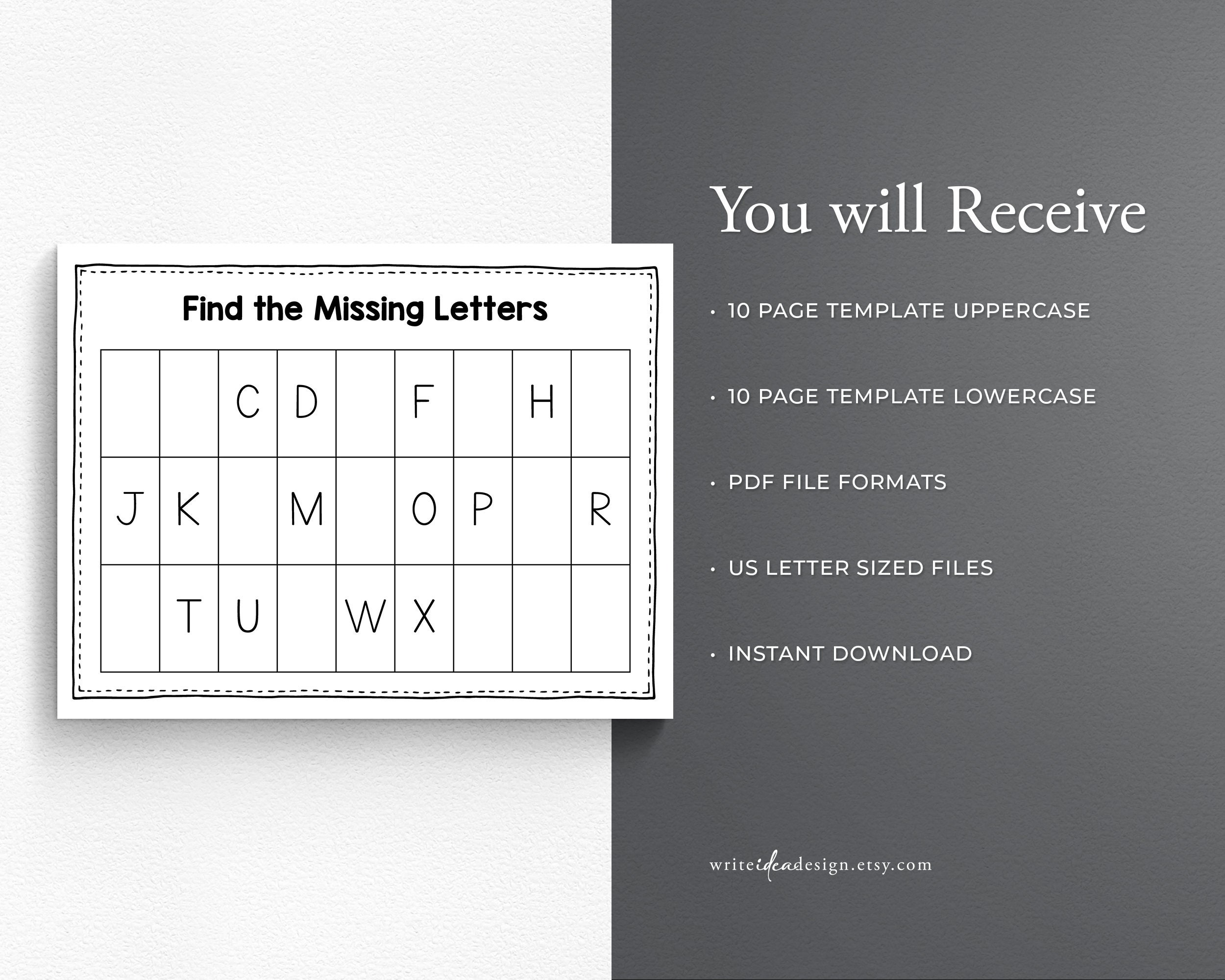 Learn the Alphabet Worksheet. Find the Missing Letter - Etsy