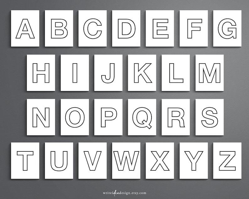 Printable Uppercase Letters. Printable Alphabet. 26 Pages. - Etsy