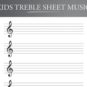 Kids Printable Treble Clef Sheet Music for Letter/a4. Blank - Etsy