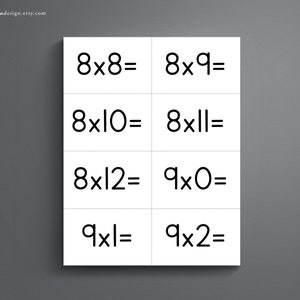 Multiplication Flash Cards Set 0-12: Math Practice (PDF) - Etsy