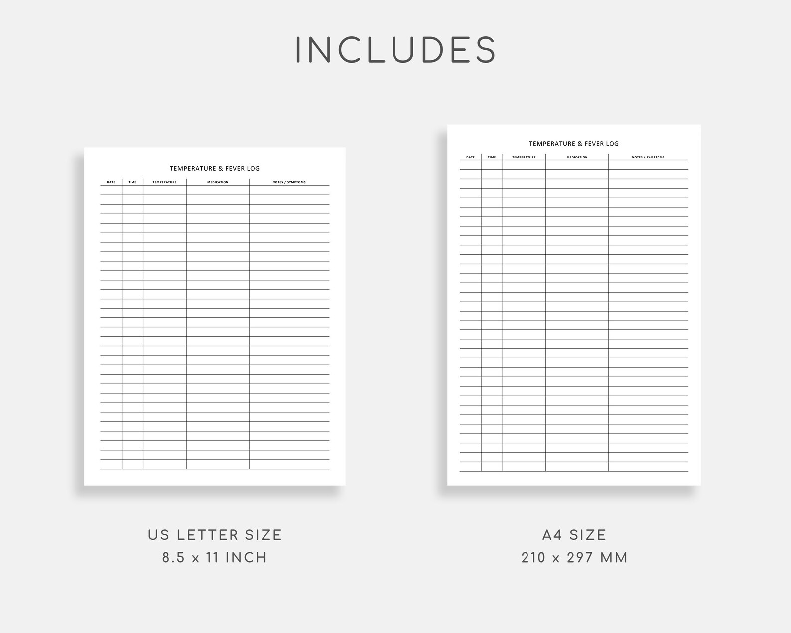 Temperature & Fever Log. Fever Chart. Sick Child Log. Sick | Etsy