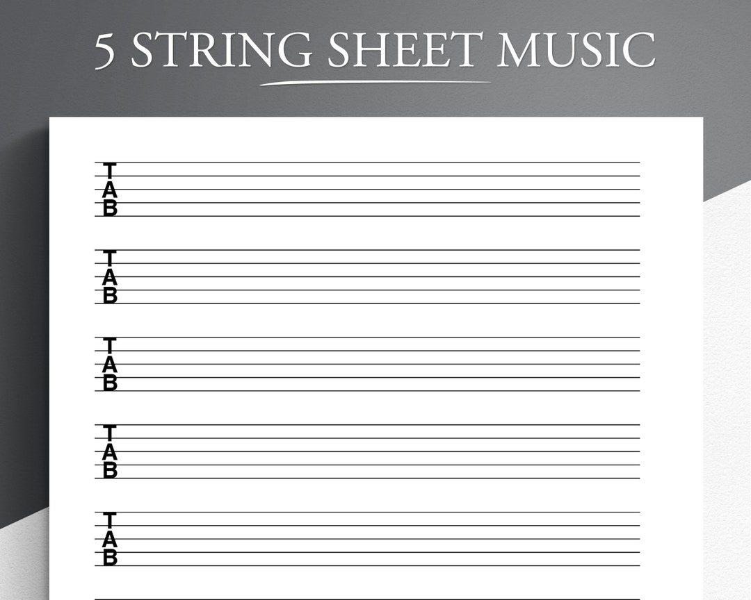 5 String Sheet Music for for US Letter/a4. 5 String Tab Paper. - Etsy