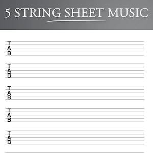 5 String Sheet Music for for US Letter/a4. 5 String Tab Paper. - Etsy