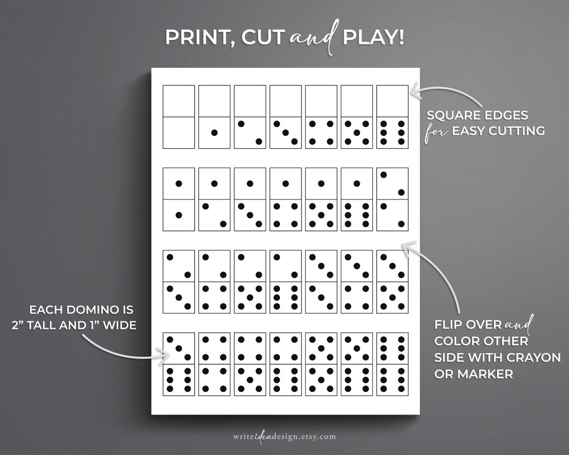 Printable Domino Set: 28 Double-six Dominoes (PDF Download) - Etsy
