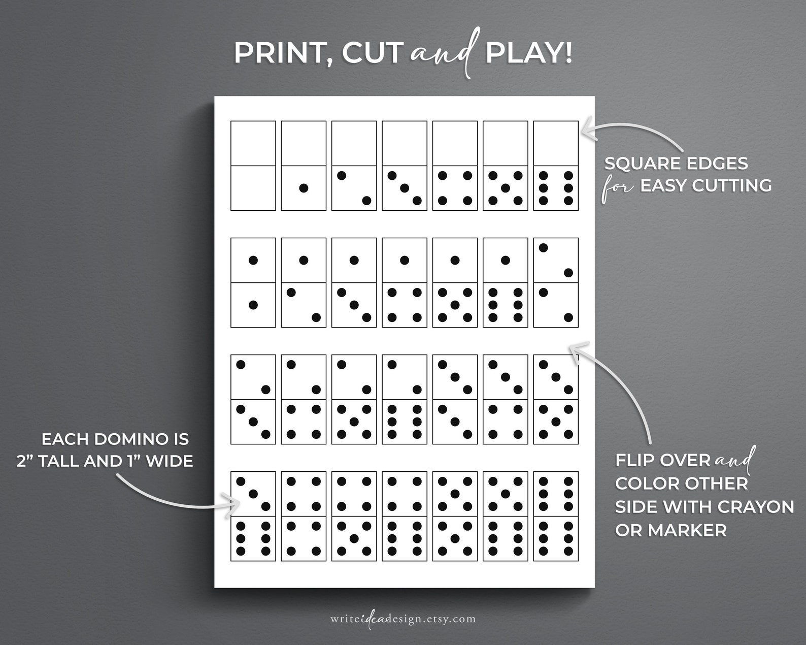 Printable Domino Set: 28 Double-six Dominoes (PDF Download) - Etsy