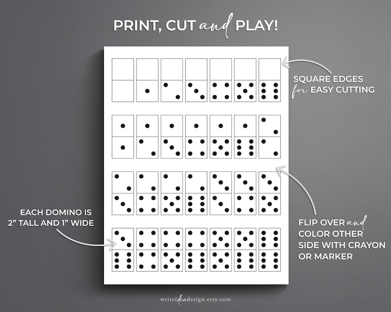 Printable Domino Set: 28 Double-six Dominoes (PDF Download) - Etsy
