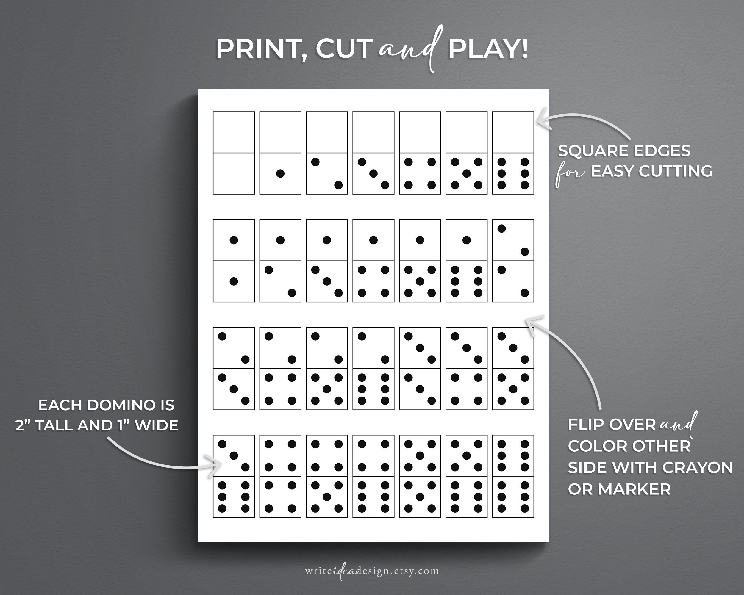 Printable Domino Set: 28 Double-six Dominoes (PDF Download) - Etsy