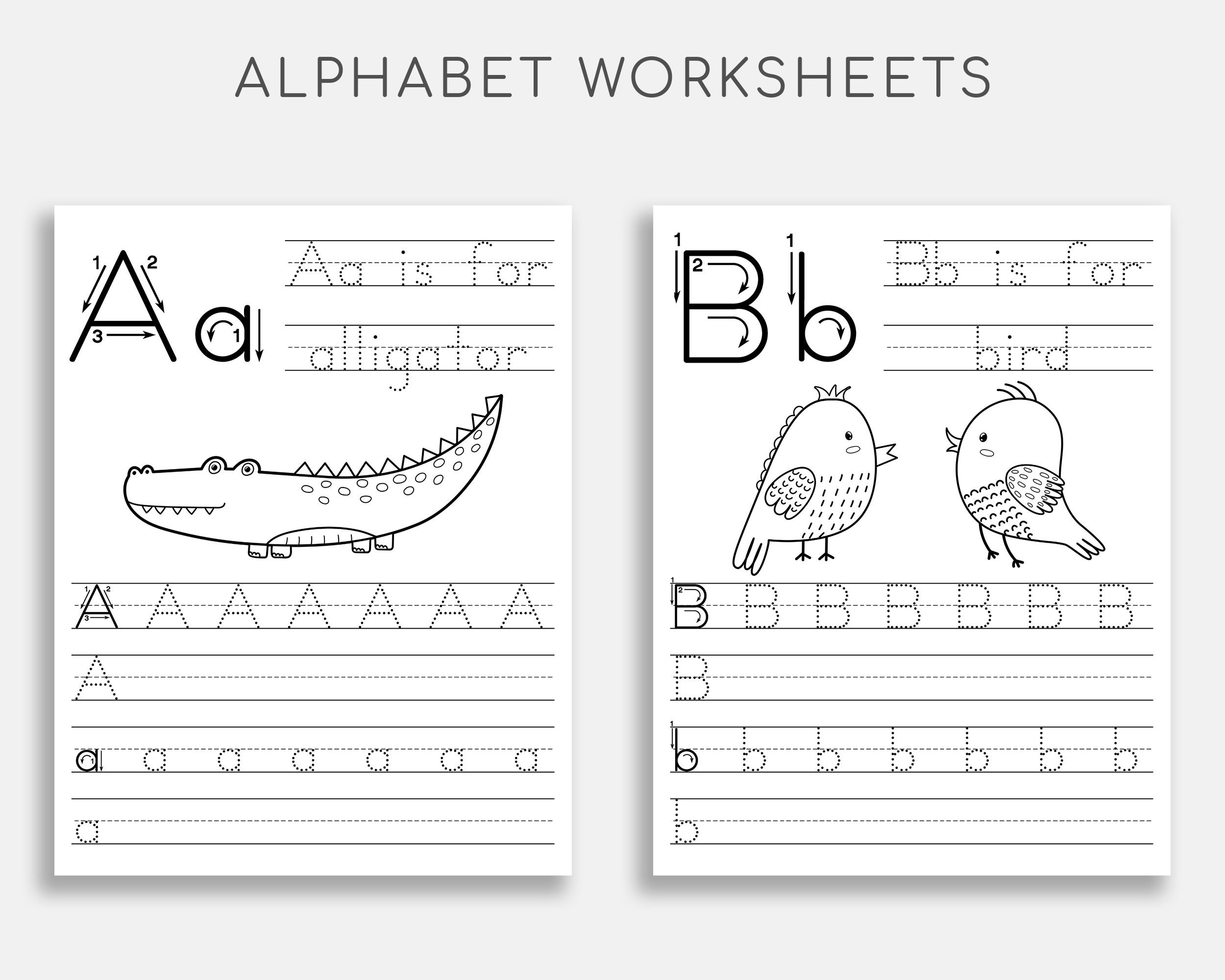 Alphabet Worksheets. Letters Worksheets. Printable Letter - Etsy