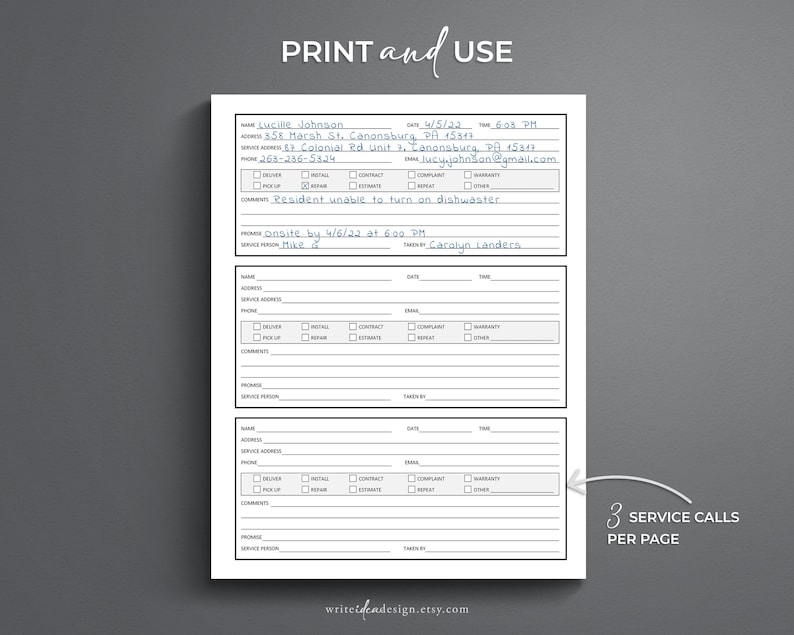 Service Call Log. Printable Service Tracker. Maintenance Call Tracker ...