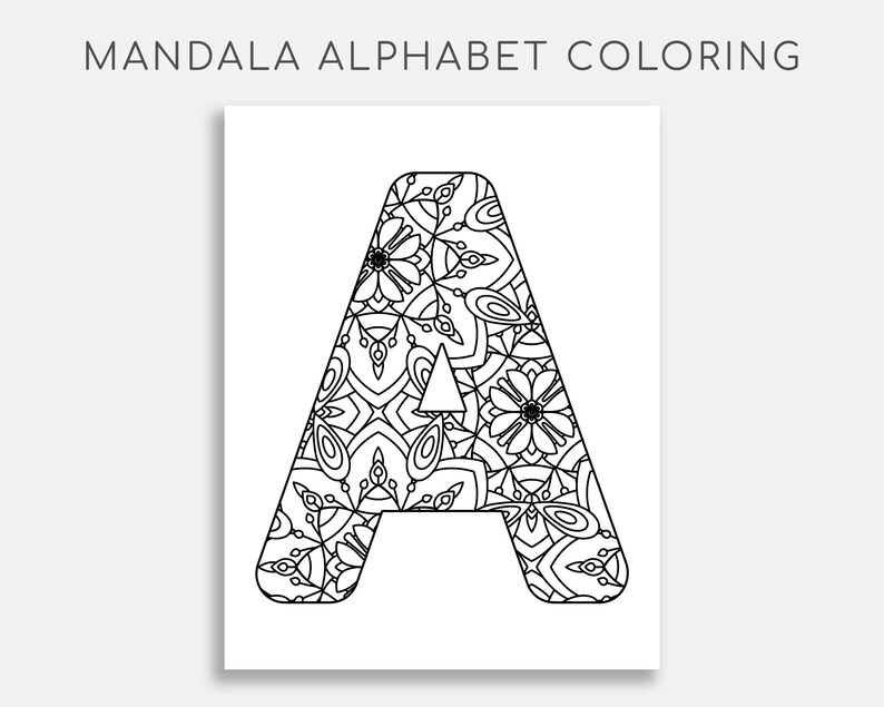 Mandala Alphabet Coloring Pages. Letter Coloring. Printable | Etsy