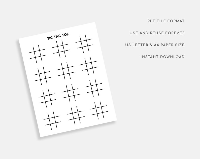 Printable Tic Tac Toe Game. Printable Game. Noughts and | Etsy