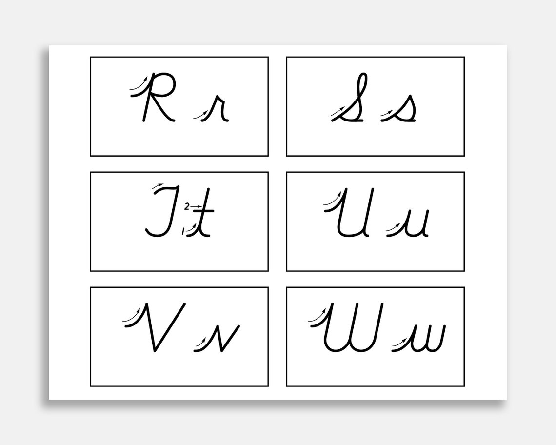 Cursive Alphabet Printable Flash Cards. Learn Cursive. Cursive | Etsy