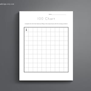 Count to 100 Worksheet. Math Worksheet. Learn to Count. 100 Chart. - Etsy