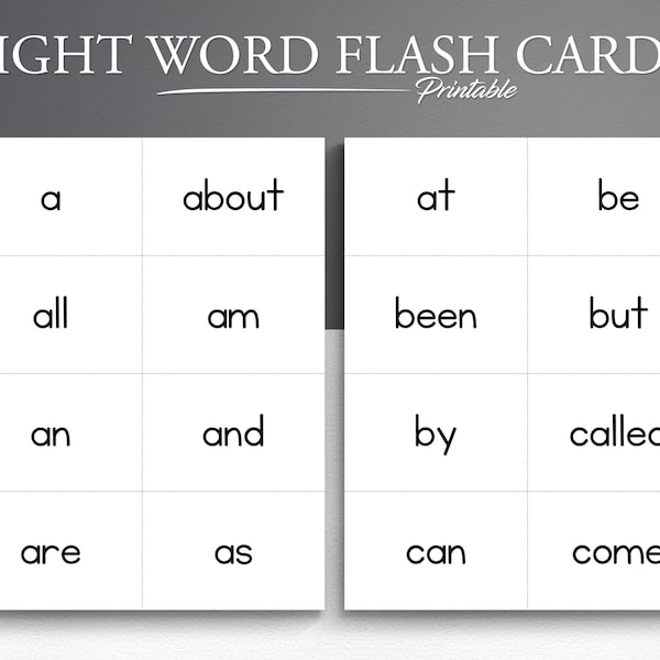 Printable Flash Cards Word - Etsy