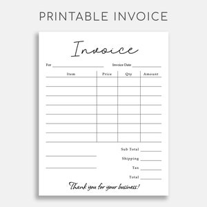Printable Invoice. 4 per Page Invoice Form. Simple Invoice. - Etsy