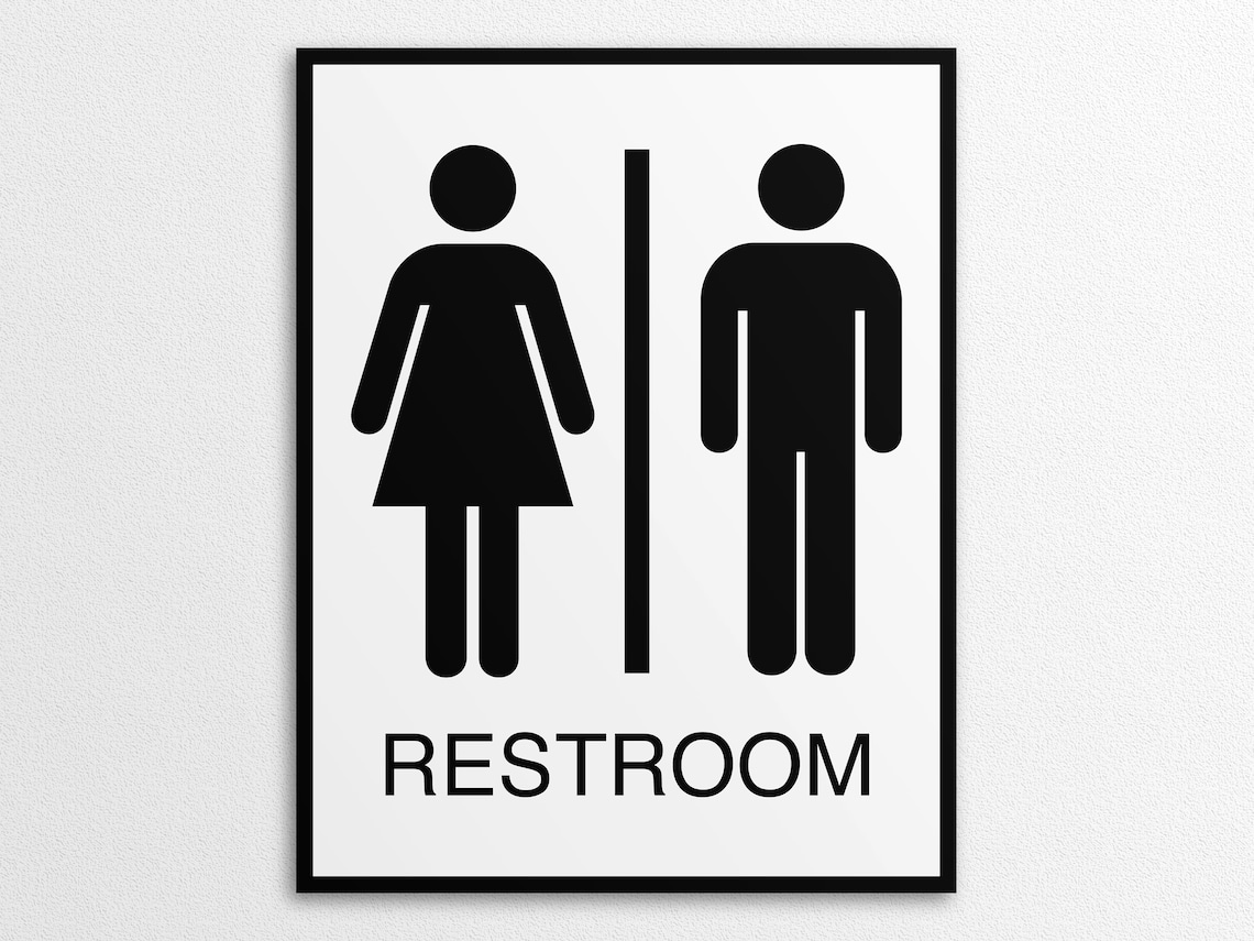 Printable Restroom Sign US Letter and A4 Sizes, Instant Download PDF - Etsy