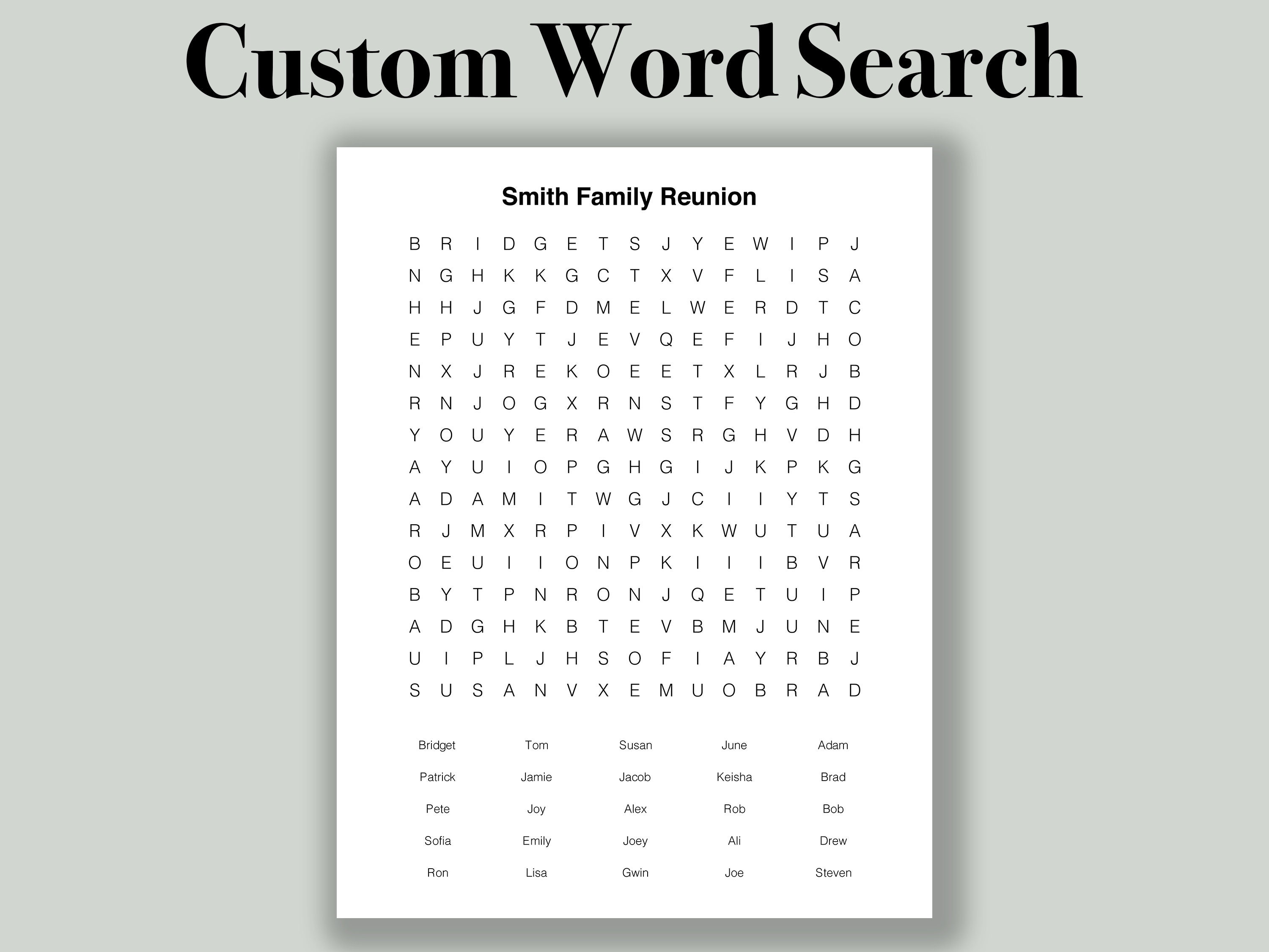 Custom Word Search. Instant Digital Download. Custom Word | Etsy