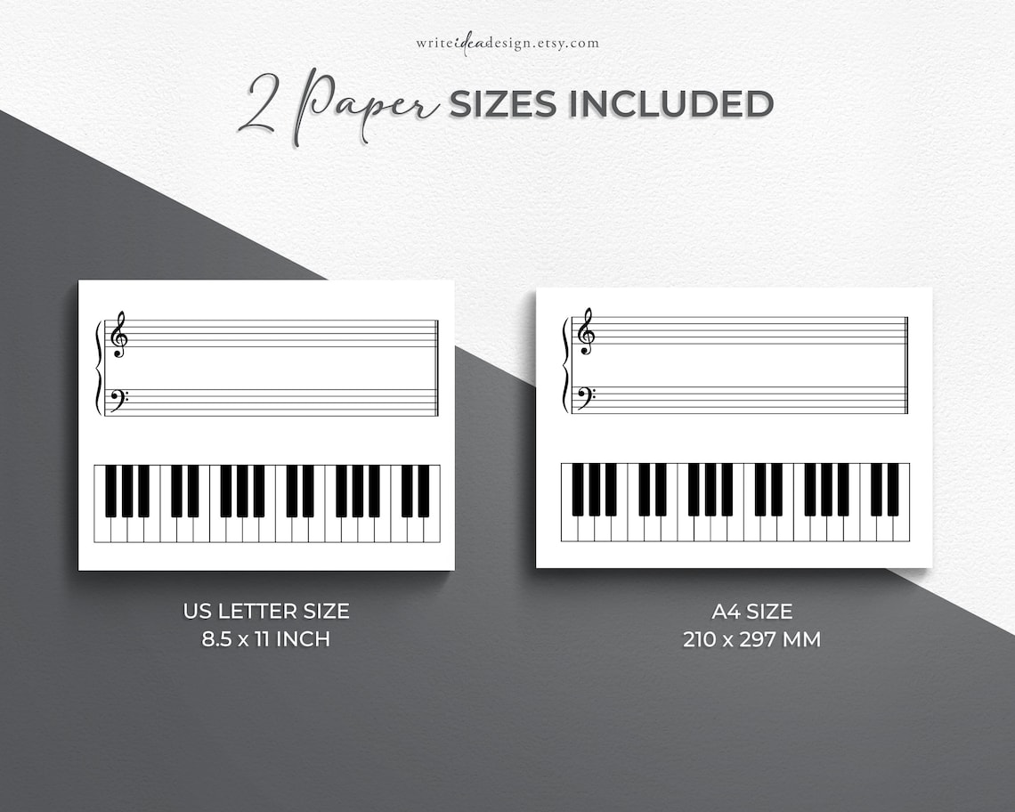 Piano & Music Staff Worksheet: Large Print, US Letter/a4 (digital ...