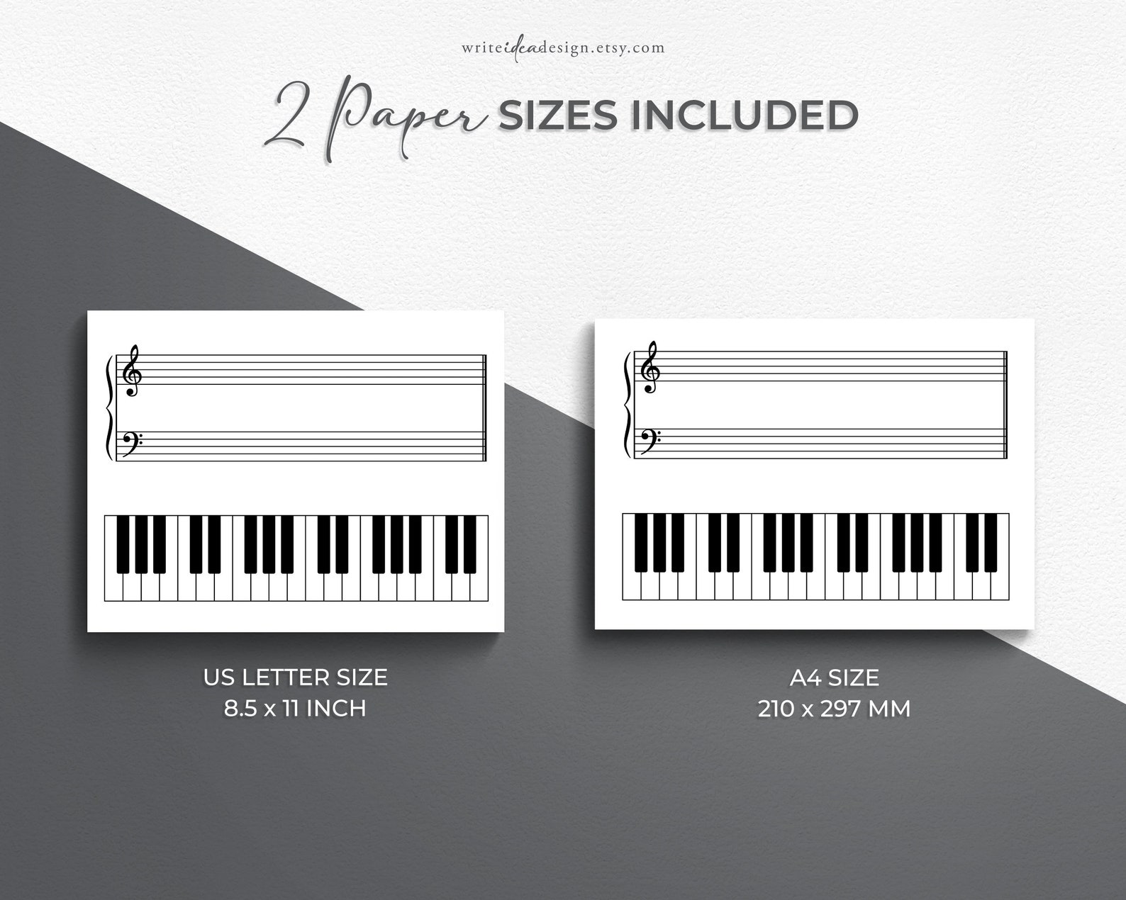 Piano & Music Staff Worksheet: Large Print, US Letter/a4 (digital ...