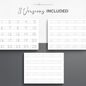 Number Tracing Worksheet 1-25. Printable Trace Numbers. Handwriting ...