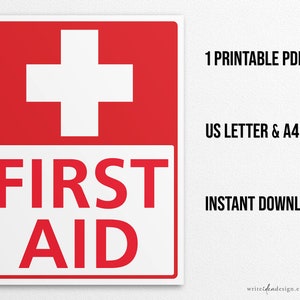 Printable First Aid Sign in US Letter and A4 Sizes, Instant Download ...
