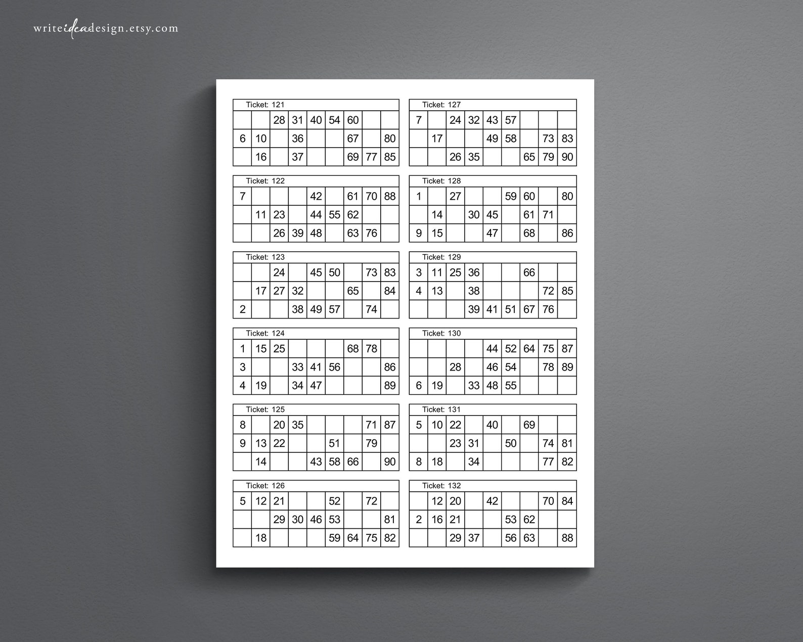 Printable Set of 1,000 Tambola Tickets. 12 Tickets per Page. 84 Pages ...