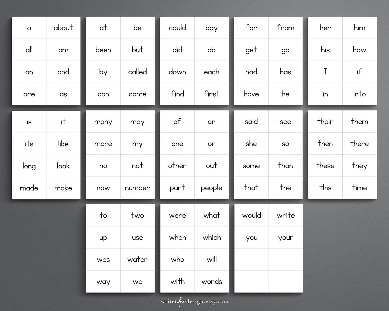 100 Sight Words Printable Flash Card. Kindergarten Sight - Etsy