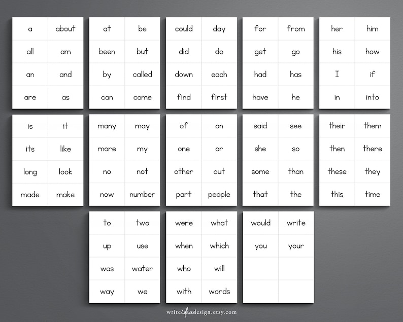 100 Sight Words Printable Flash Card. Kindergarten Sight Words. Sight ...