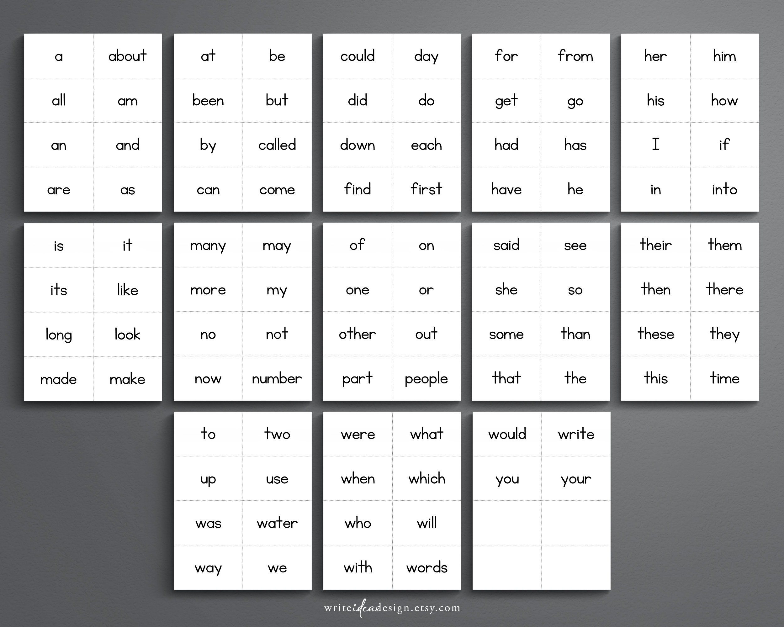 100 Sight Words Printable Flash Card. Kindergarten Sight - Etsy