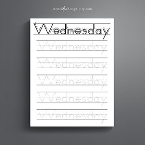 Printable Days of the Week Tracing Worksheets. Kids Handwriting ...