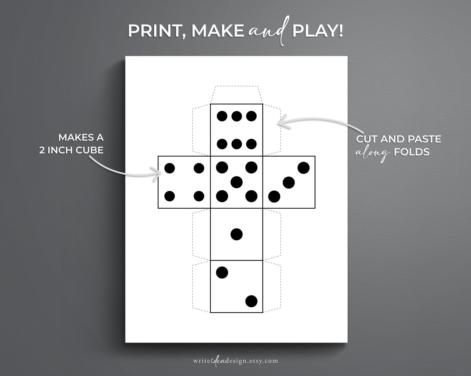 Printable Dice Template - DIY 6 Sided Dice Craft - Instant Download - Etsy