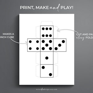 Printable Dice Template - DIY 6 Sided Dice Craft - Instant Download - Etsy