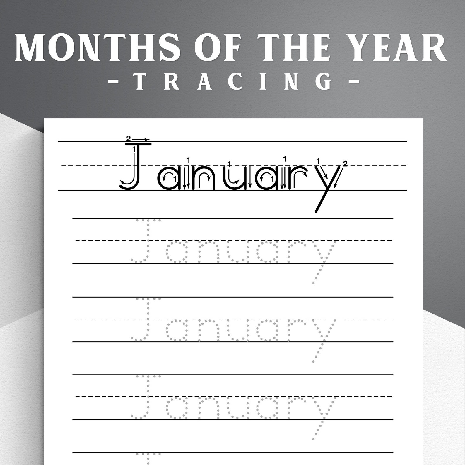 Printable Months of the Year Tracing Worksheets. Kids Handwriting ...