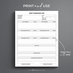 Printable Shift Handover Log: Restaurant Shift Change Manager (PDF) - Etsy