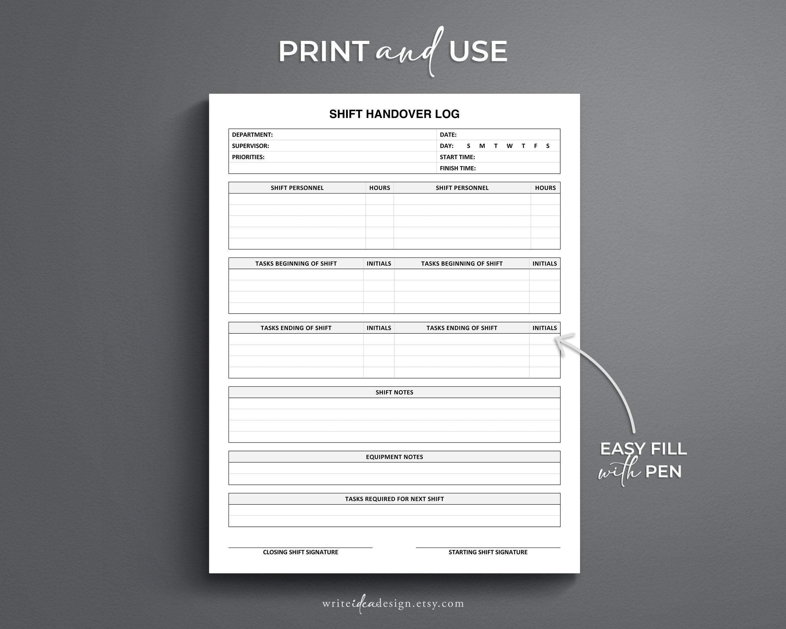 Shift Change Over Checklist Clipart