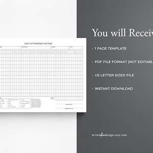 Employee Attendance Tracker: Printable Absence Log (PDF) - Etsy