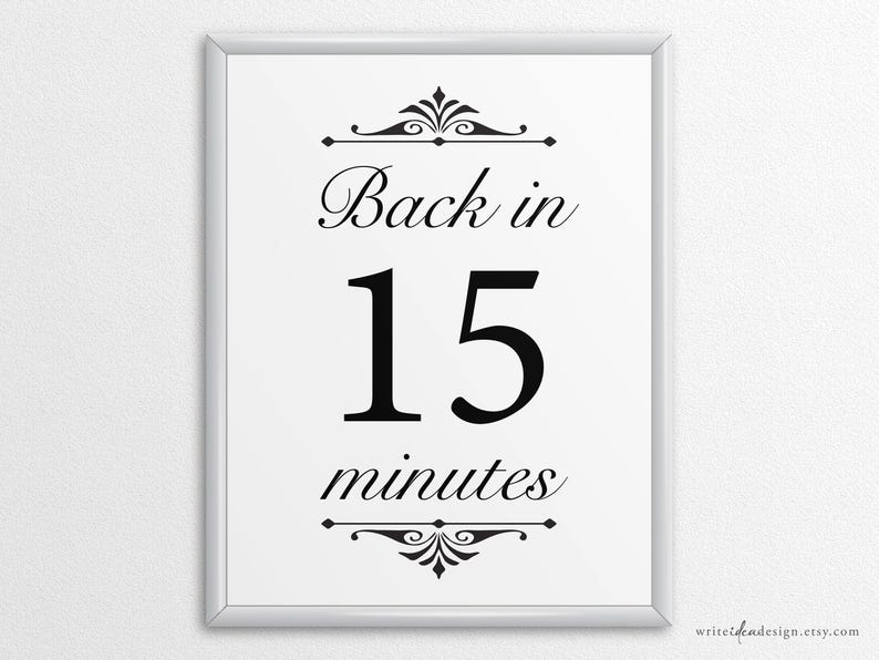 Printable Back in X Minutes Sign: Office, Retail (PNG/PDF) - Etsy