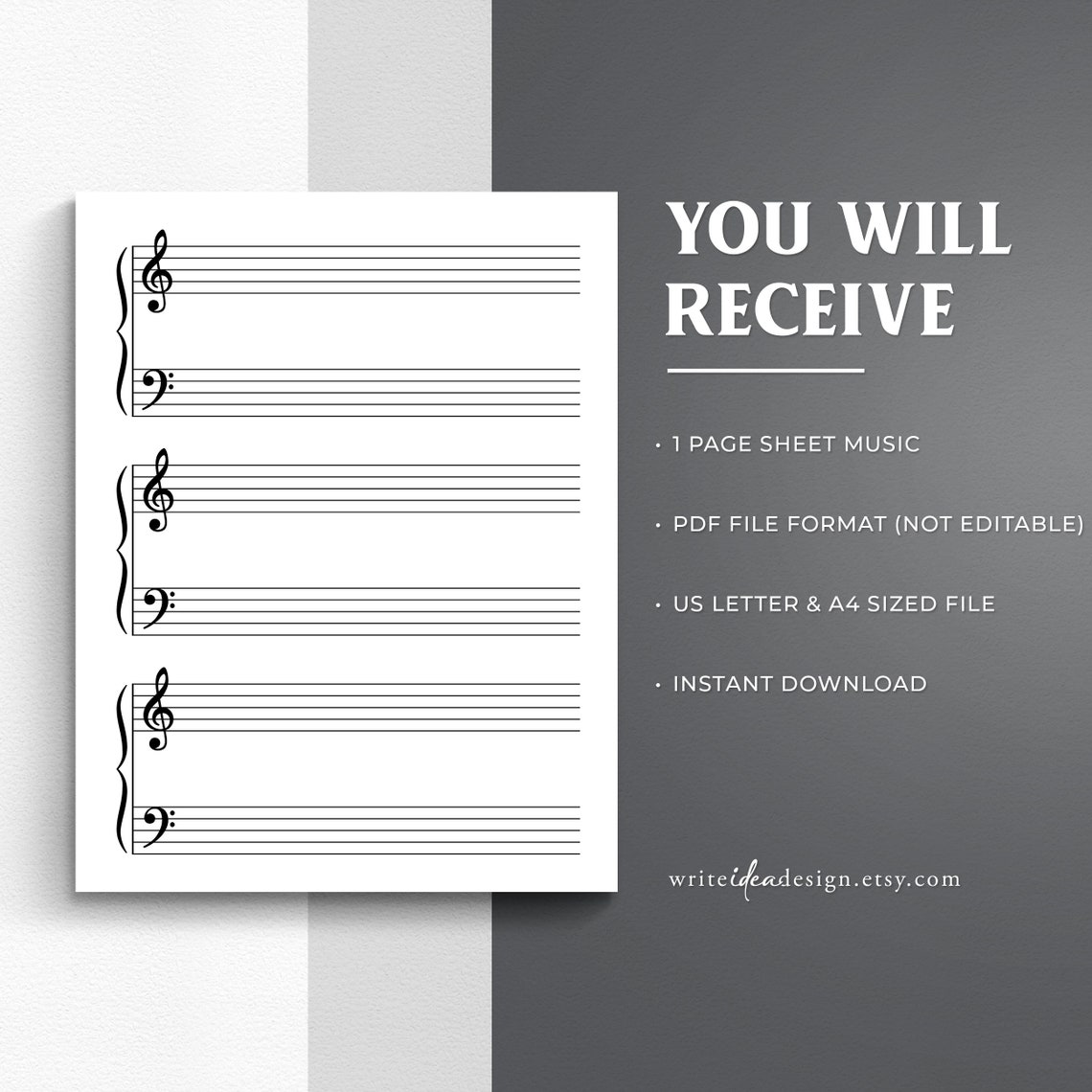 Kids Printable Piano Sheet Music for Letter/a4. Blank Sheet Music ...