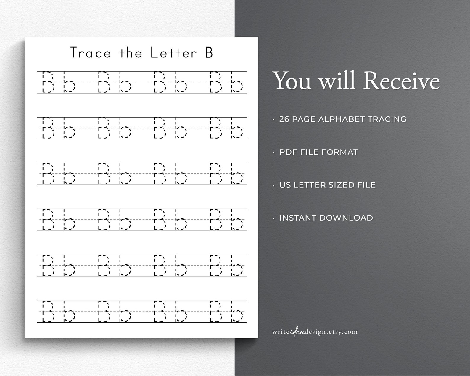 Alphabet Tracing. 26 Printable Trace the Alphabet. Handwriting Practice ...