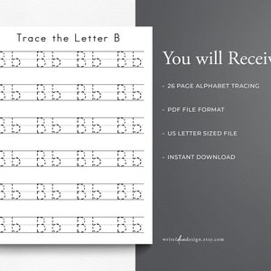 Alphabet Tracing. 26 Printable Trace the Alphabet. Handwriting Practice ...