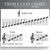 Piano Music Notes Poster, Treble Clef, Bass Clef, Music Theory Posters ...