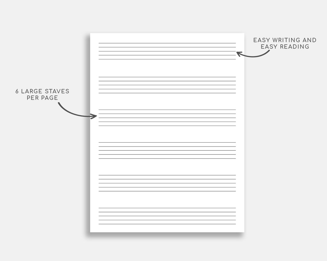 Wide Staff Sheet Music for Letter/a4. Blank Sheet Music - Etsy