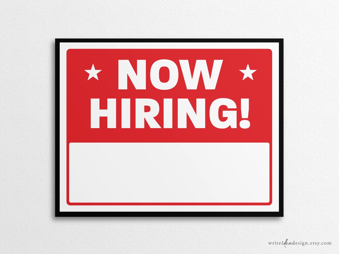 Printable Now Hiring Sign, US Letter and A4 Sizes, PDF Download - Etsy
