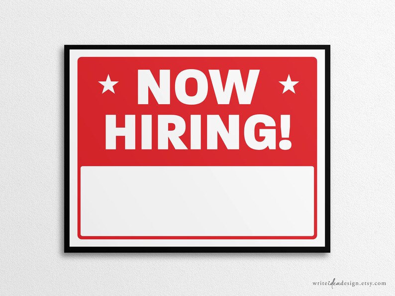 Printable Now Hiring Sign, US Letter and A4 Sizes, PDF Download - Etsy
