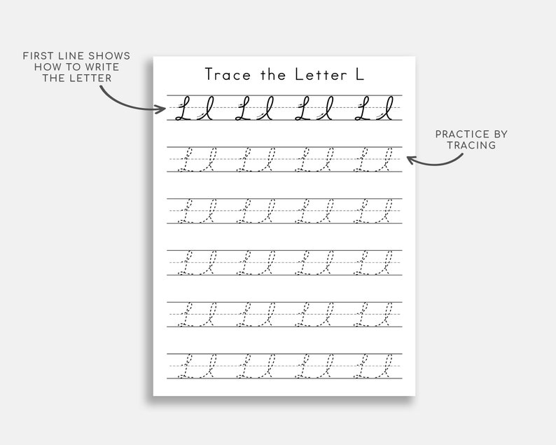 Cursive Letter Tracing. Cursive Handwriting Practice. Learn - Etsy