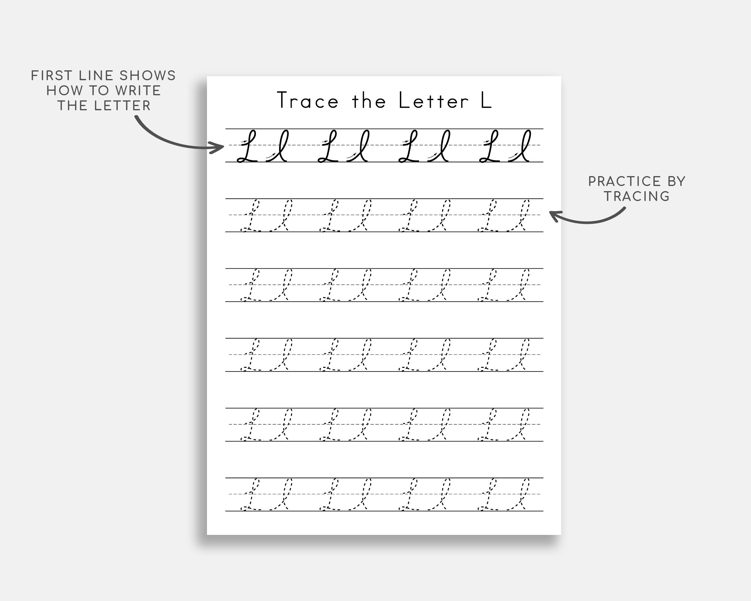 Cursive Letter Tracing. Cursive Handwriting Practice. Learn - Etsy