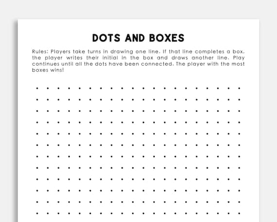 Dots and Boxes Printable Game. Dot Grid Printable Game. Pigs | Etsy