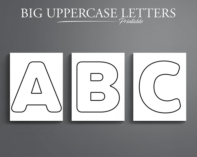 Printable Big Uppercase Letters. Printable Alphabet. 26 Pages. - Etsy