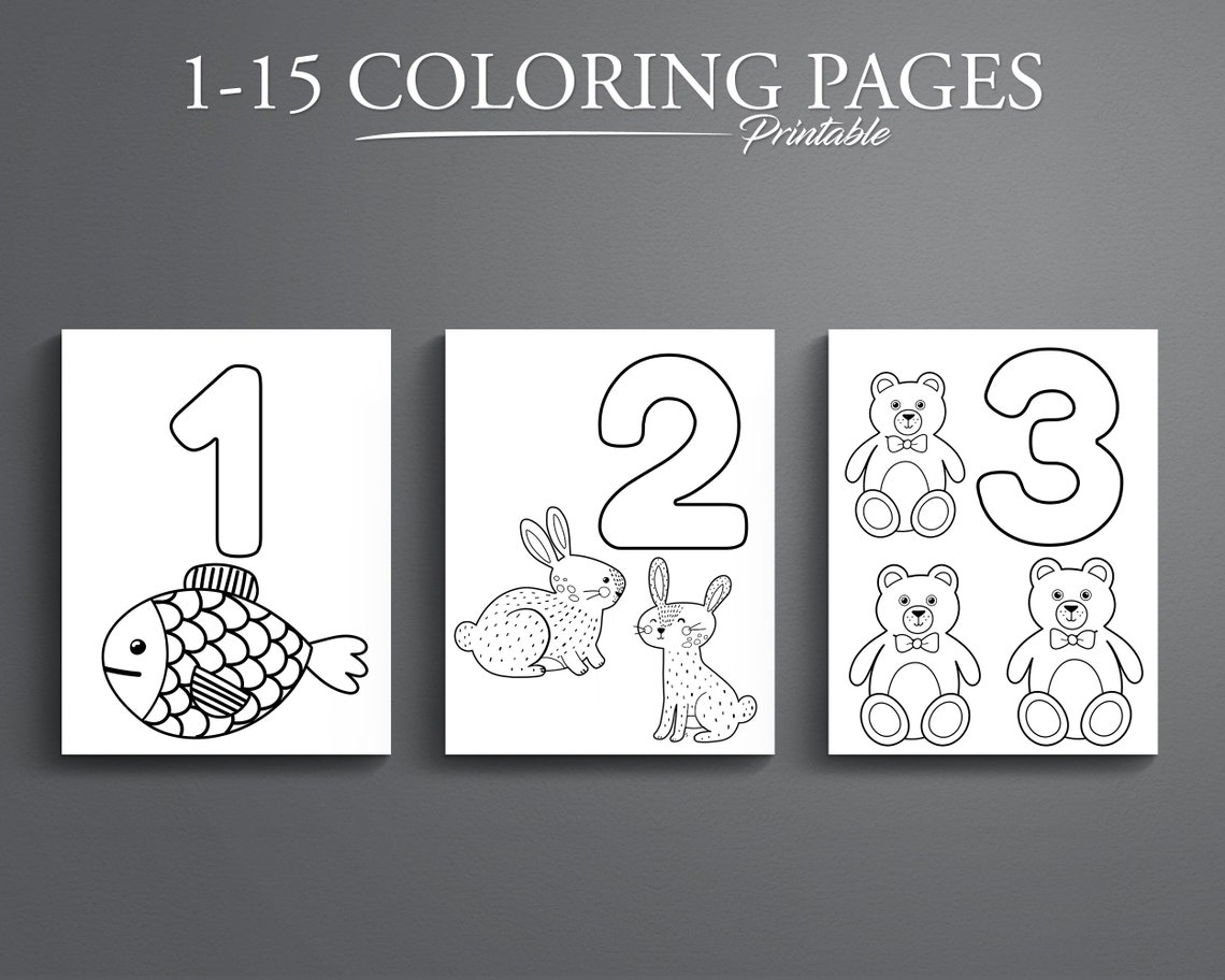 Number Coloring Pages 1-15. Preschool Activity. Toddler Coloring Page ...
