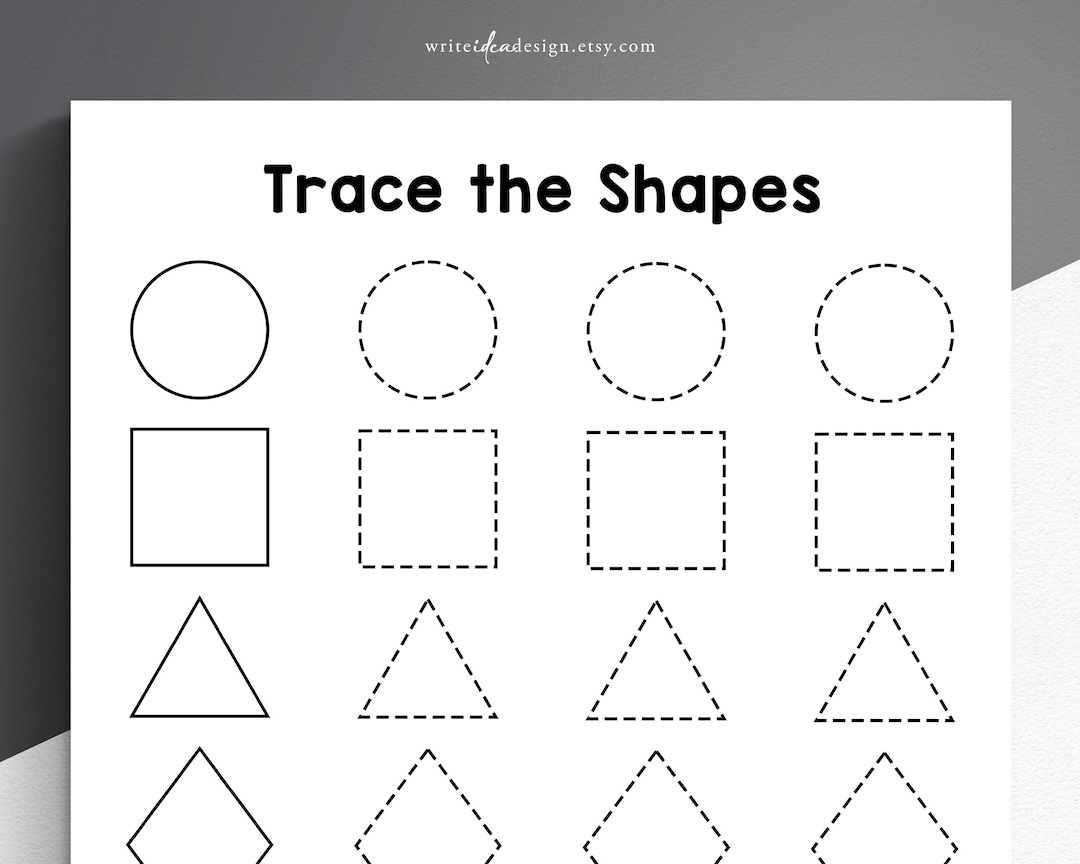Printable Shape Tracing Worksheet for Kids Motor Skills Practice. Learn ...